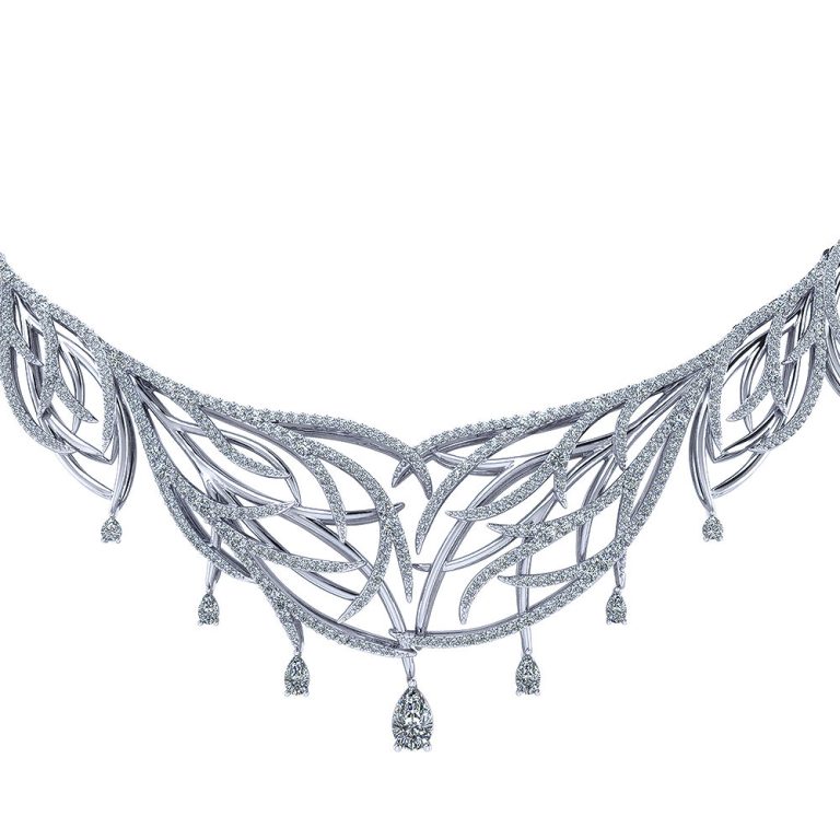 Feather Diamond Bib Necklace – TOSOTO&Esther